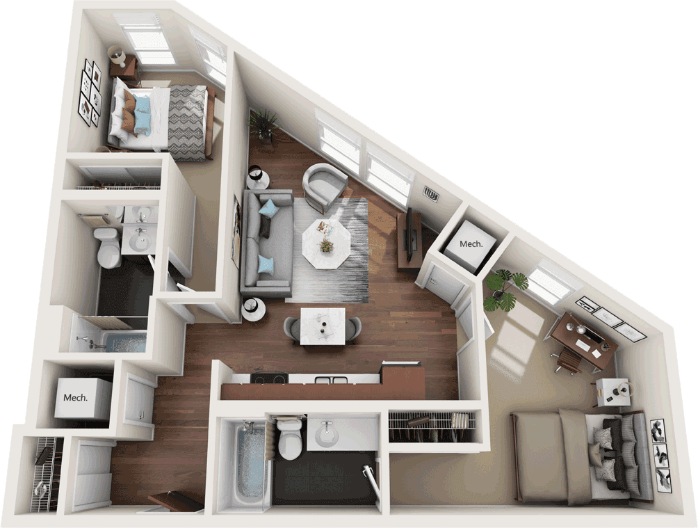Spacious Two-Bedroom Student Apartments at WaHu